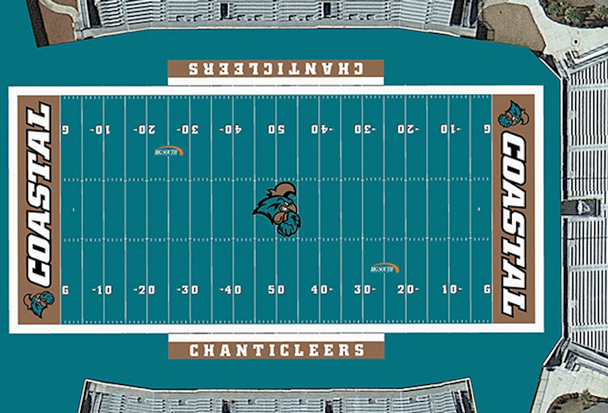 First Look: Coastal Carolina Installing Teal Turf | Athletic Business